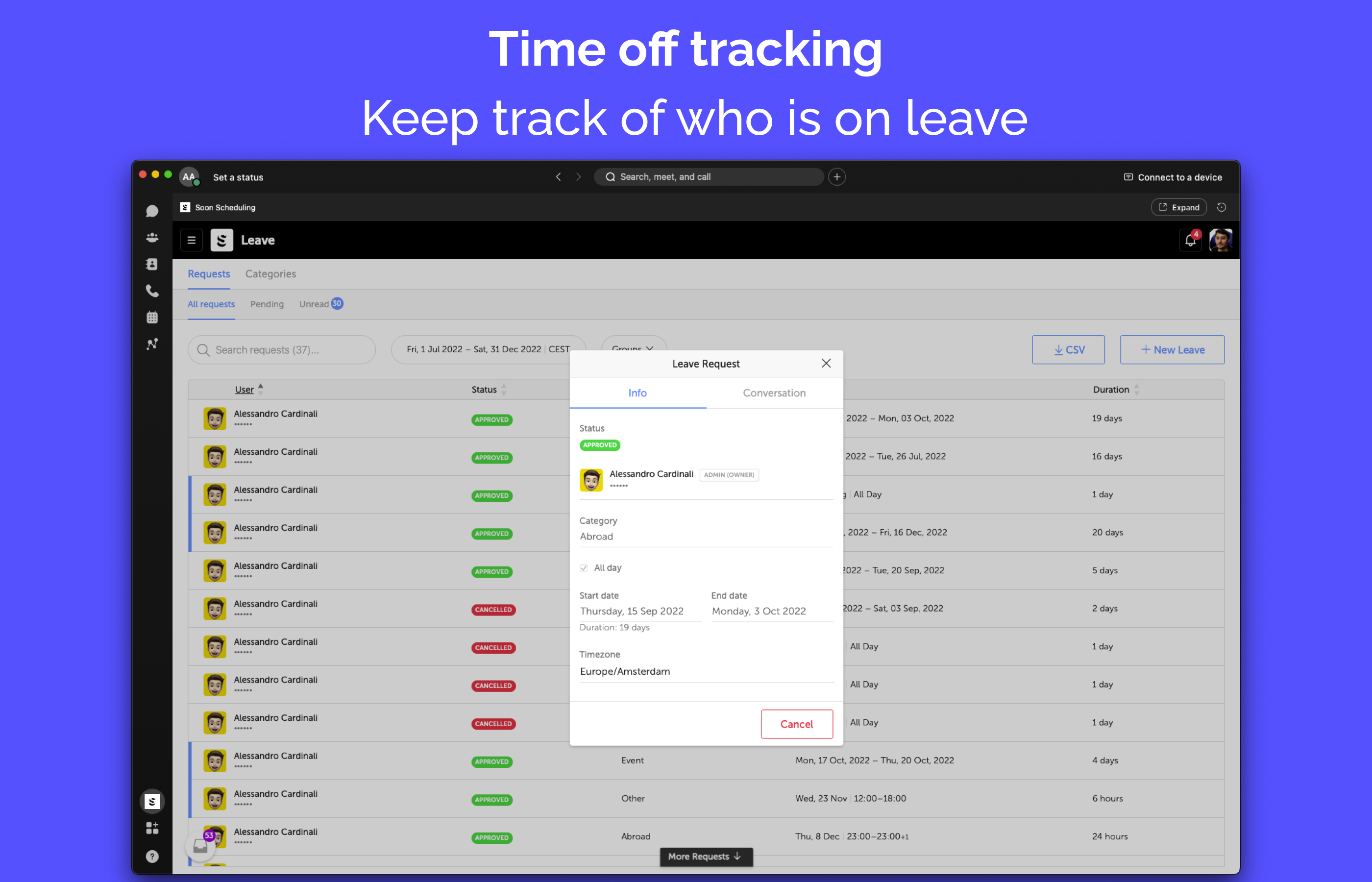 Soon Scheduling | Webex App Hub